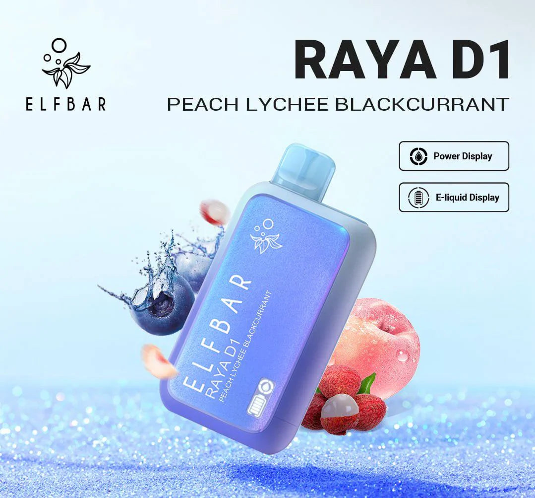 ELFBAR RAYA D1 PEACH LYCHEE BLACKCURRANT 13000 puff – vape india smoke